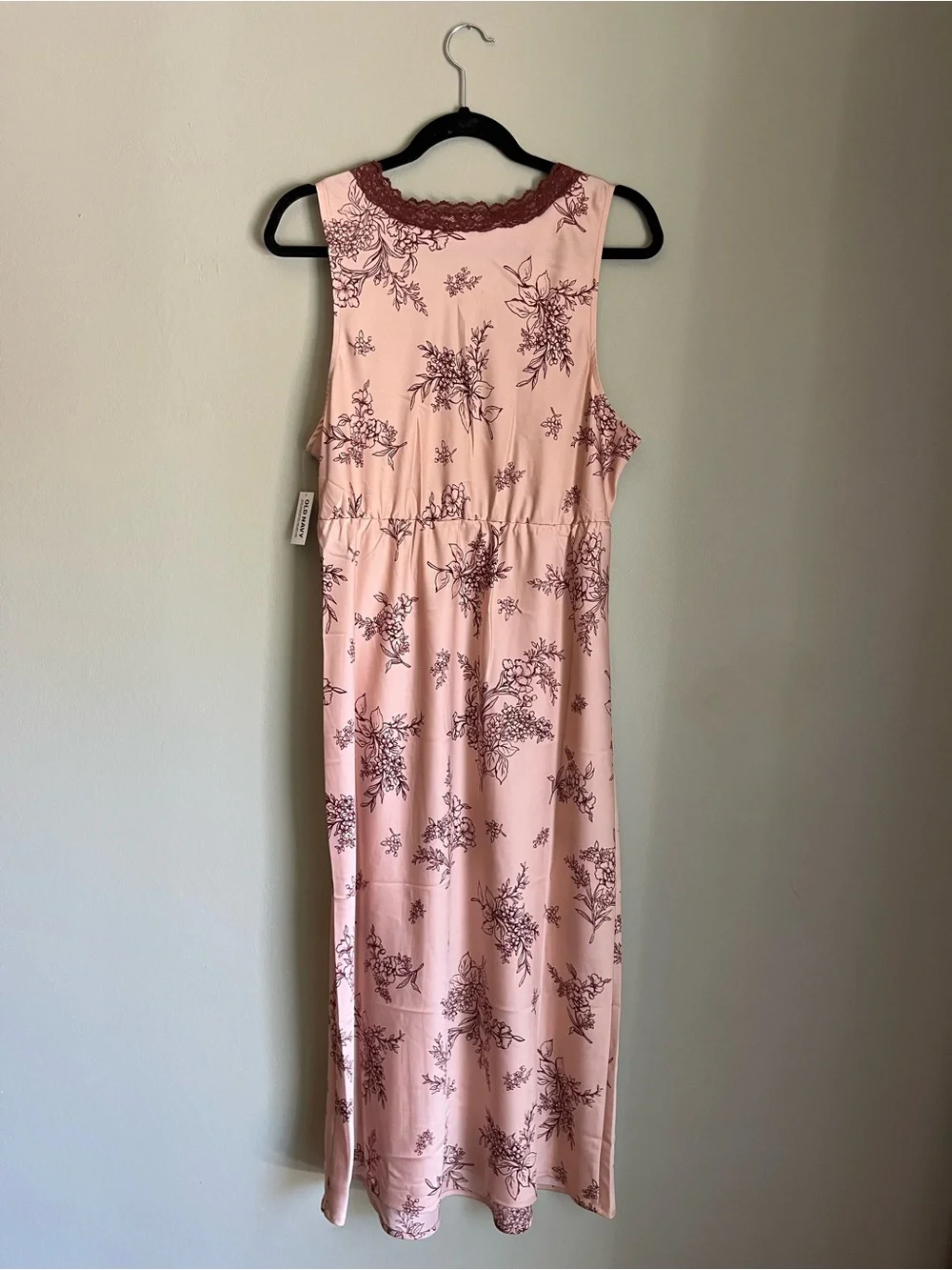 Old Navy | Dresses | Nwt Old Navy Blush Pink Silk Dress With Maroon ...